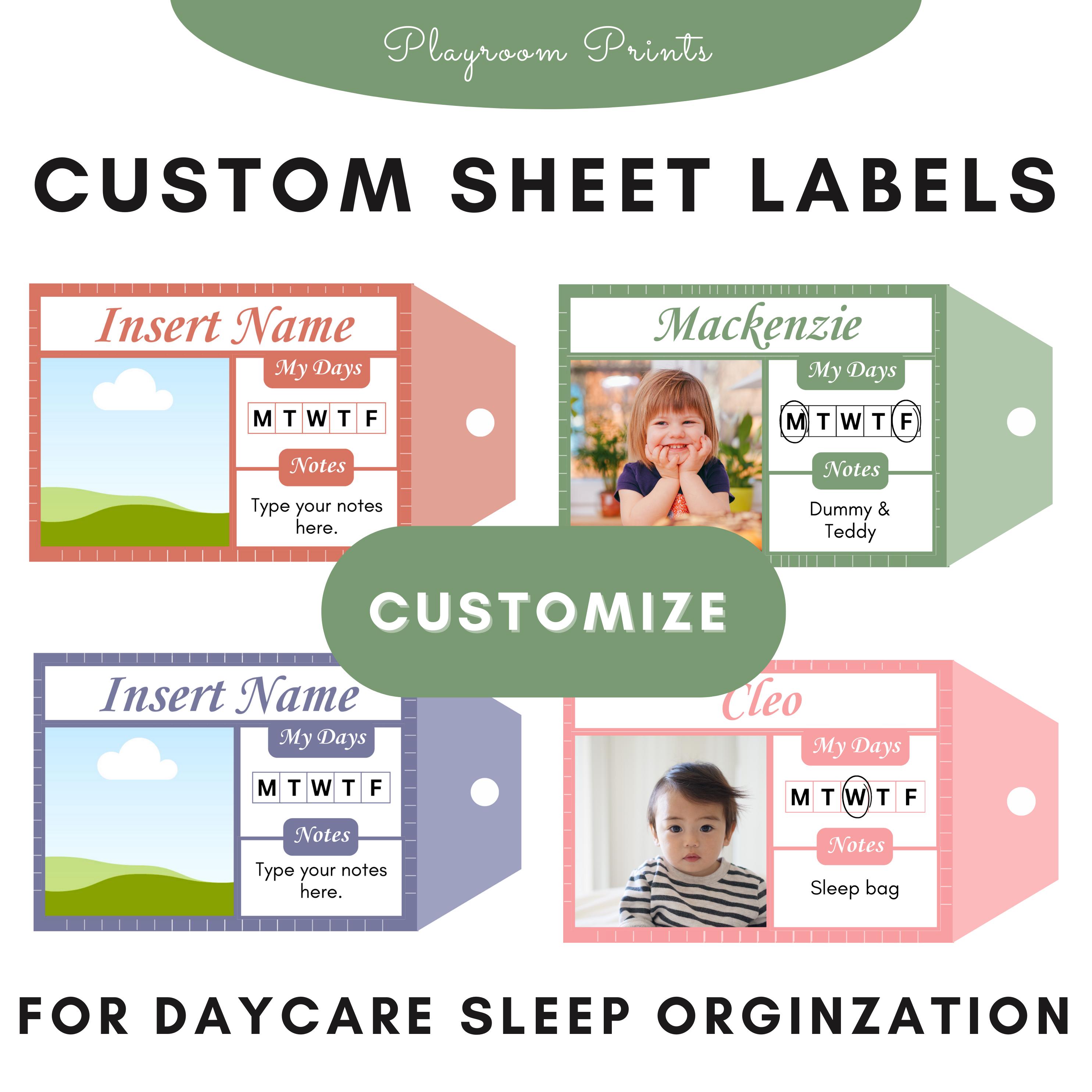 Custom Daycare, Crib & Cot Sheet Labels Editable Bed Sheet Name Tags ...