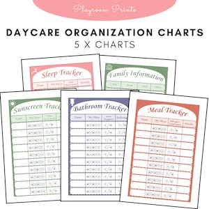 5x Daycare Organization Printable Charts Preschool | Fillable Routine ...