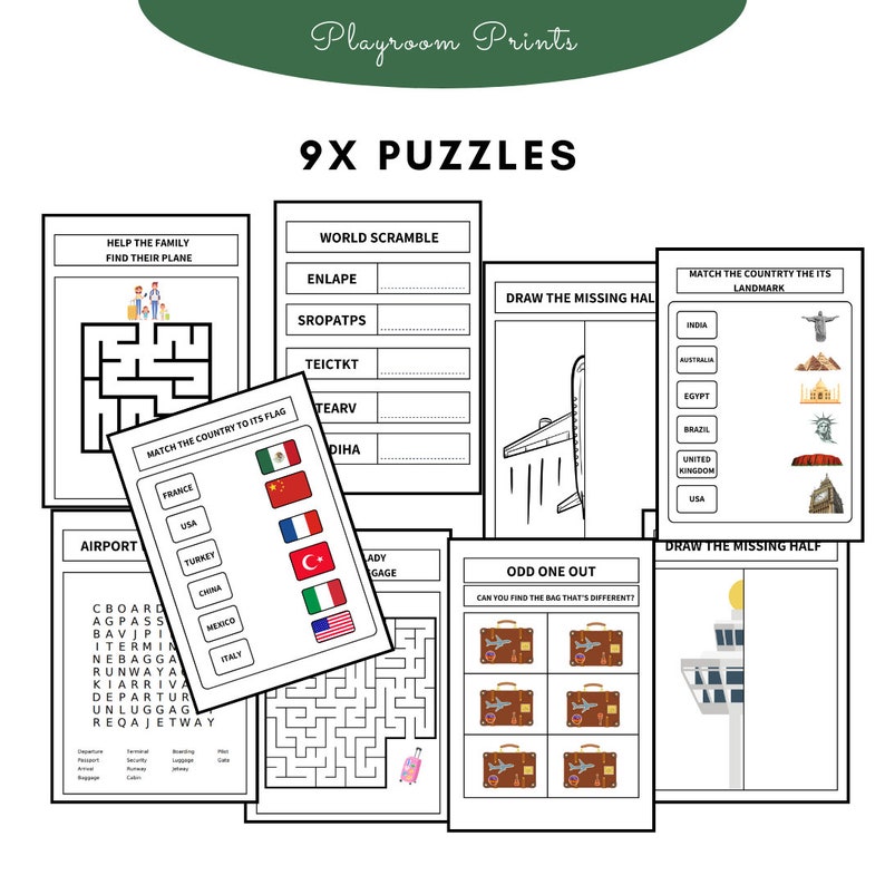 Aeroplane Activity Pack for Kids - Travel Activity Set, Digital ...