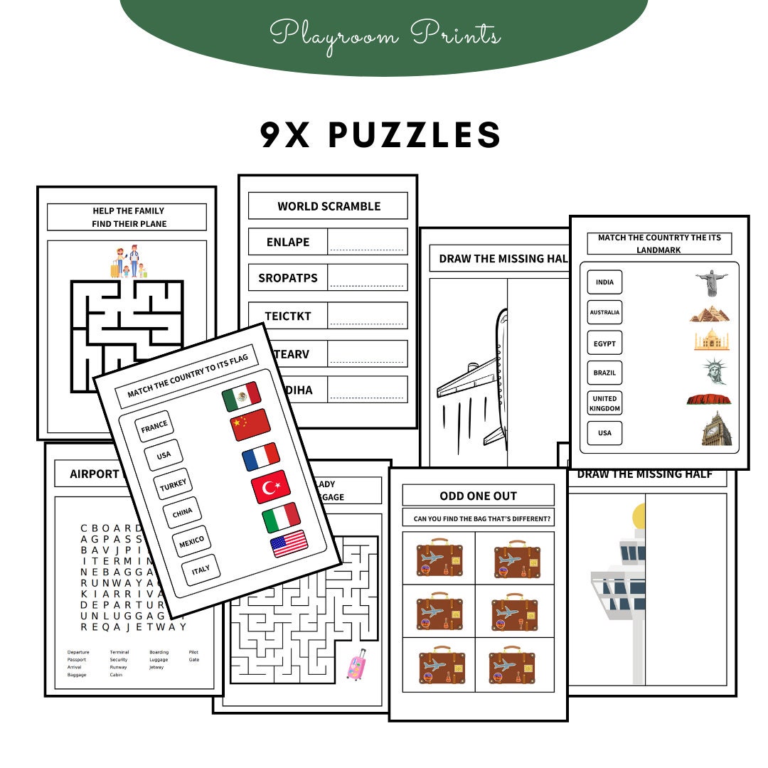 Aeroplane Activity Pack for Kids Travel Activity Set, Digital Download ...