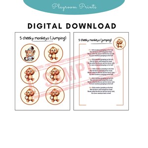 5 Cheeky Monkeys (jumping) Props and Lyric Sheet - Download and ...