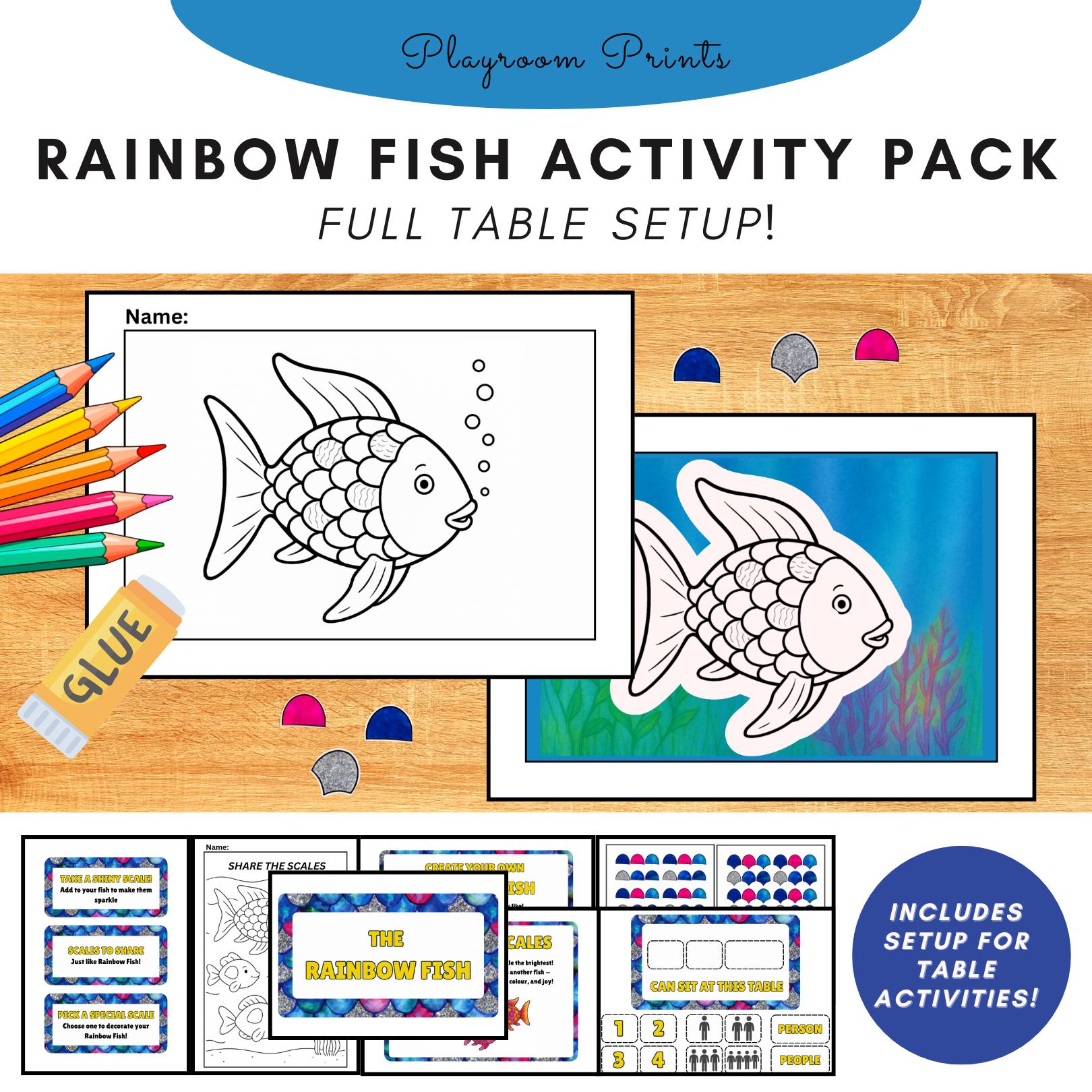 Rainbow Fish Activity Pack – Kindness & Sharing Printable Colouring ...