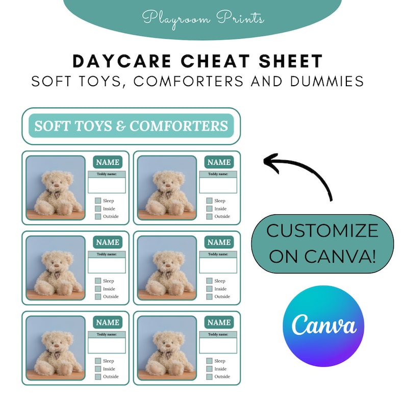 Editable Daycare Labels, Cheat Sheet: Toddler Room Organization Kit for ...