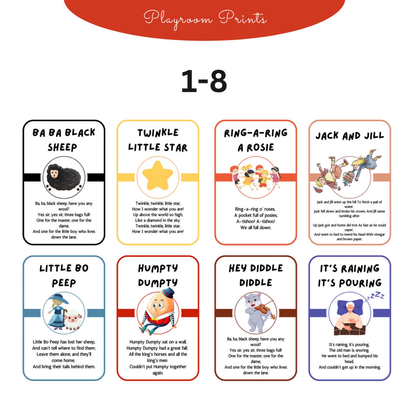 Nursery Rhymes Choosing Cards Preschool Learning Children Songs ...