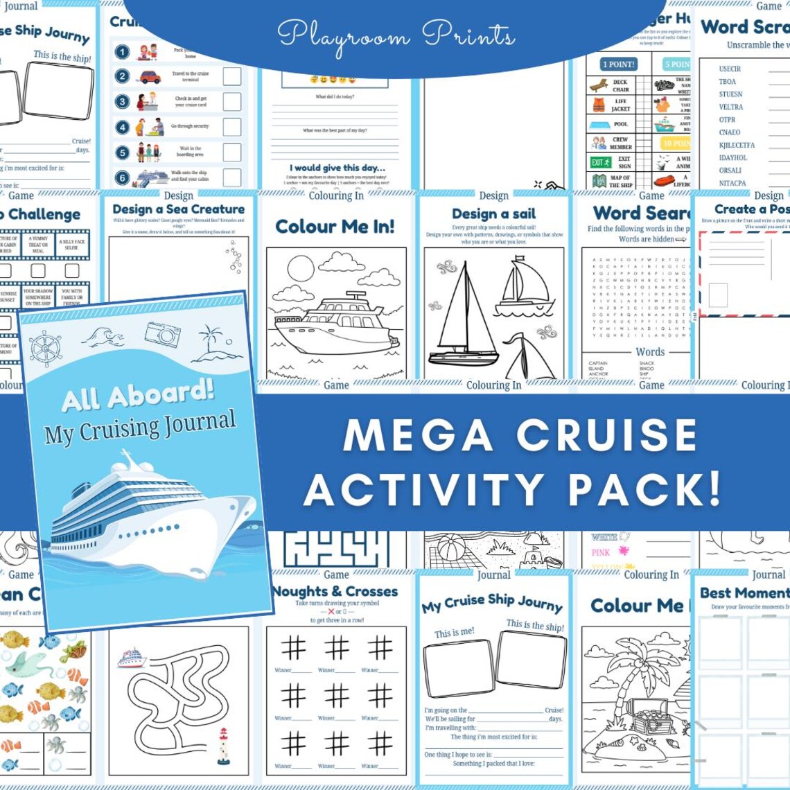 Cruise Activity Book for Kids – Printable Travel Journal, Games ...