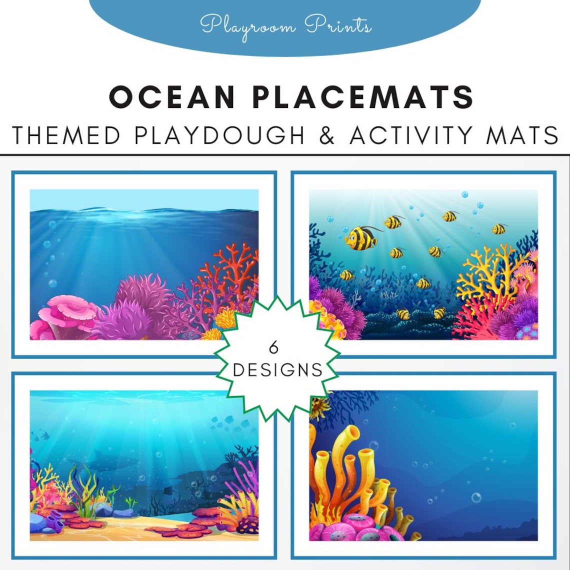 Underwater Ocean Activity Mats & Posters: Ocean-themed Playdough Mats ...