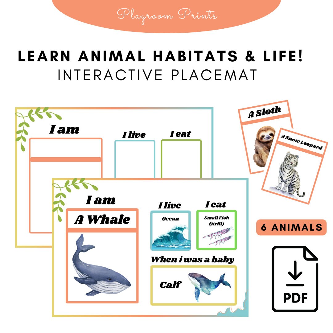 Printable Animal Habitat Matching Game for Children Fun and Educational ...