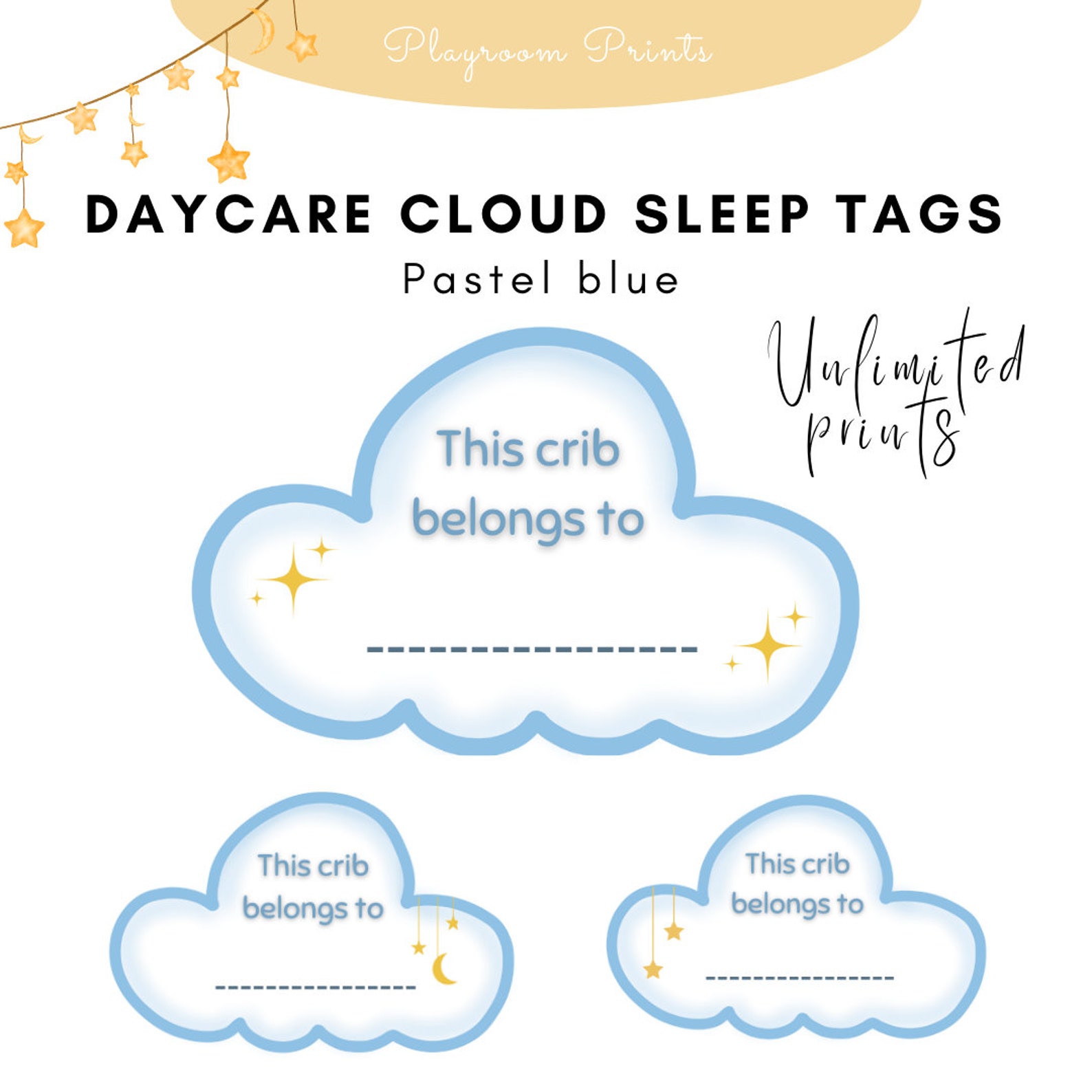 Cloud-shaped Labels: Add Charm to Daycare Beds, Cribs & Cots! Perfect ...