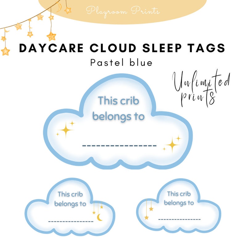 Cloud-shaped Labels: Add Charm to Daycare Beds, Cribs & Cots! Perfect ...