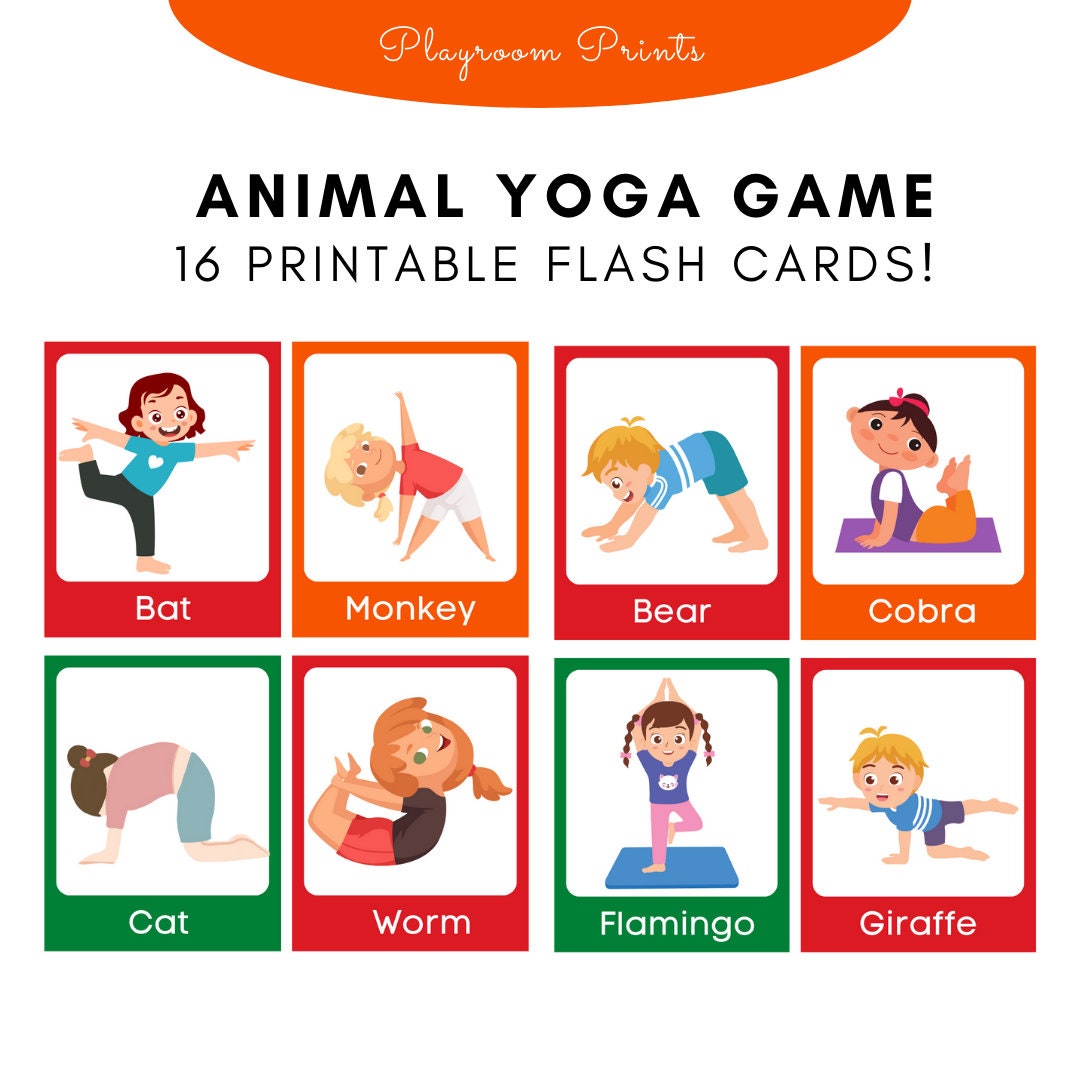 Animal Yoga Flash Cards for Children - Printable PDF Download ...