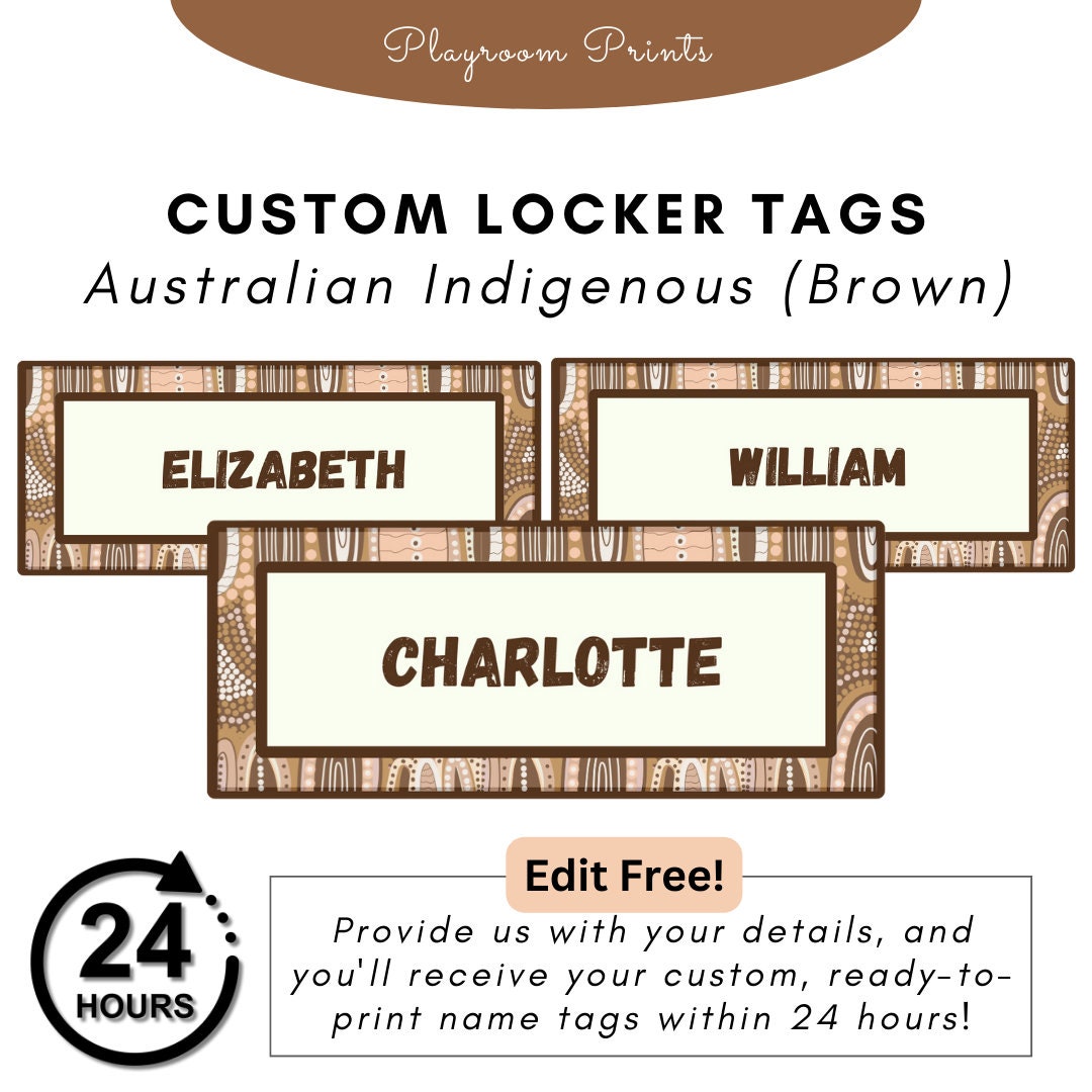 Classroom Name Tags Australian Aboriginal Print ,EDITABLE Custom Locker ...