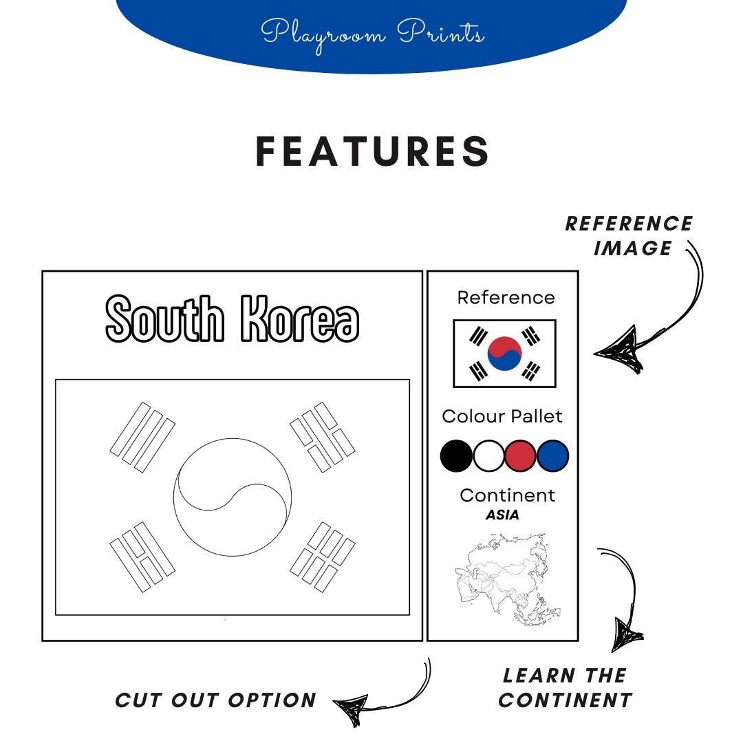 Flags of the World Coloring Activity Sheet Set Printable for Classrooms ...