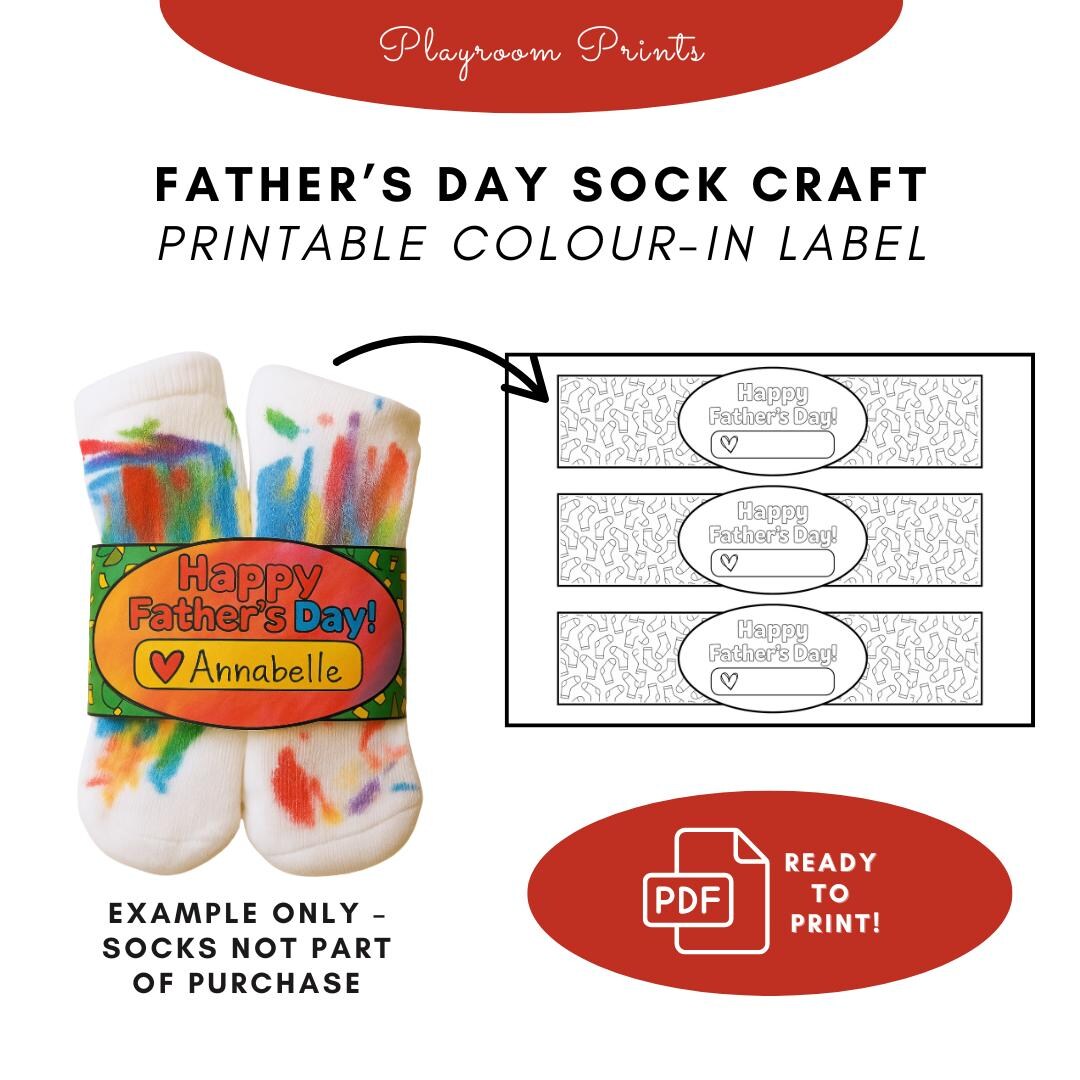 Father’s Day Sock Craft – Printable Colour-in Label | DIY Classroom ...