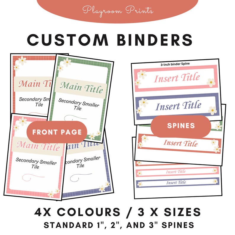 Editable Custom Binder Labels | 1', 2', 3' Sizes | Pastel Gingham Canva ...