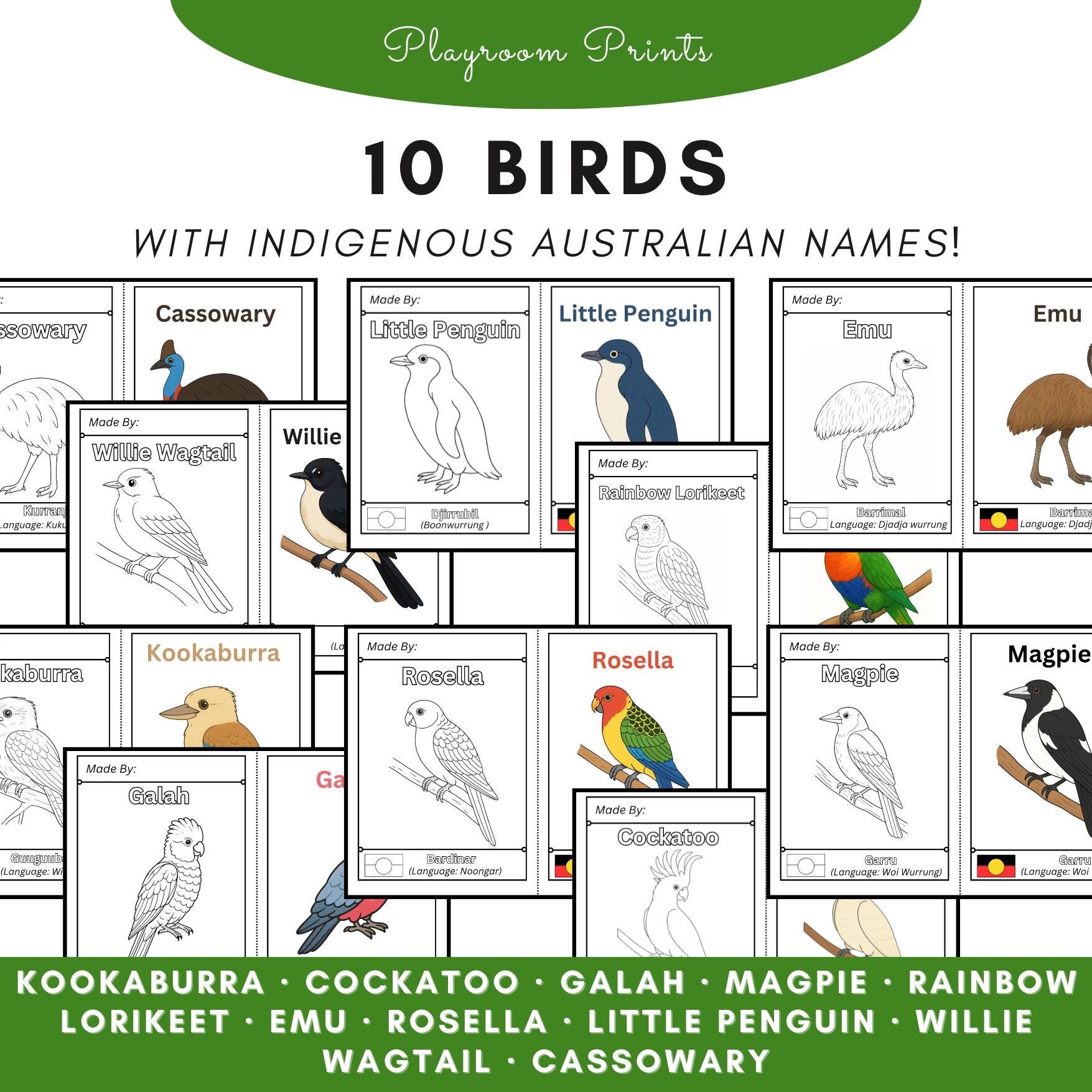 Australian Bird Colouring Set With Indigenous Names – Printable PDF ...