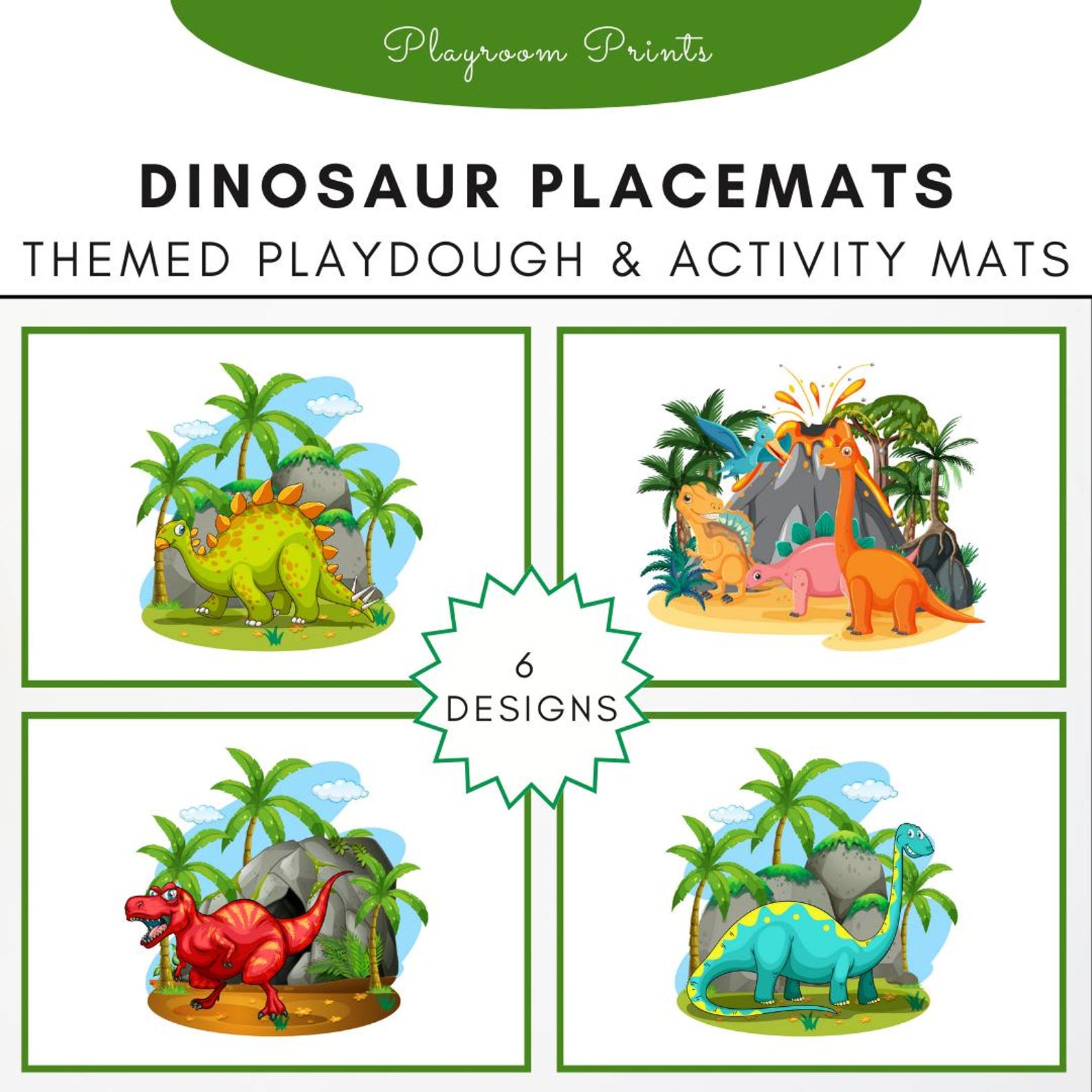 Dinosaur Activity Mats & Posters: Prehistoric Themed Playdough Mats for ...