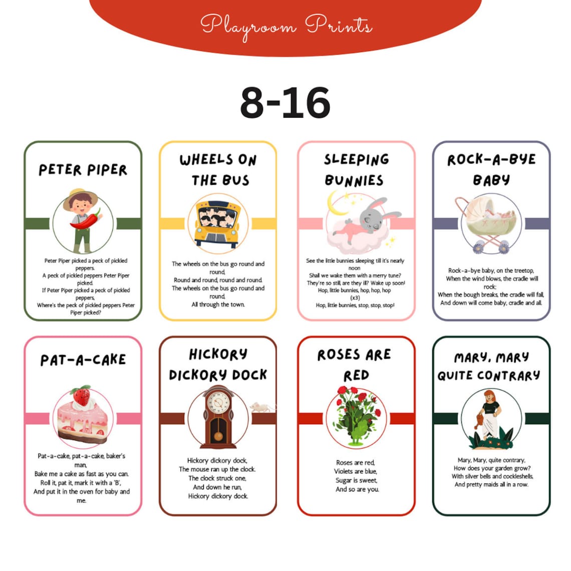 Nursery Rhymes Choosing Cards Preschool Learning Children Songs ...