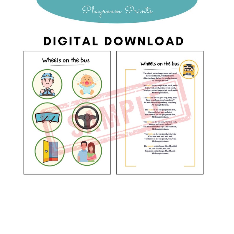 Wheels on the Bus Props and Lyric Sheet Download and Printable ...
