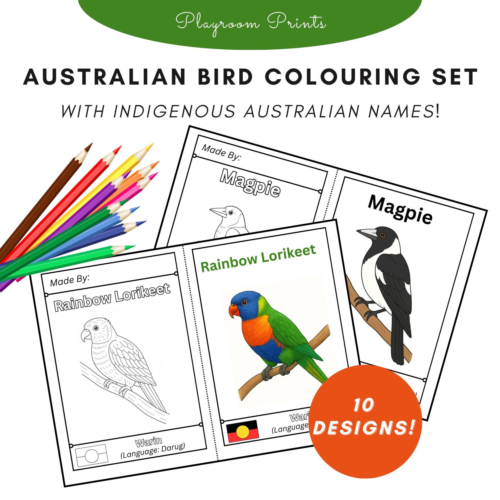 Australian Bird Colouring Set With Indigenous Names – Printable PDF ...