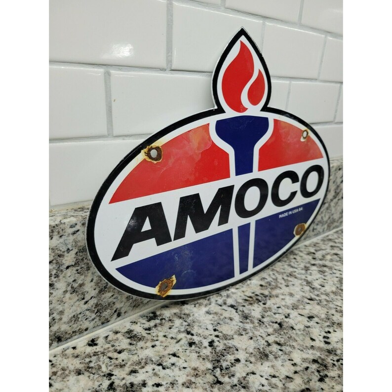 Vintage Metal Sign AMOCO Porcelain Sign Gas Sign Oil Sign - Etsy