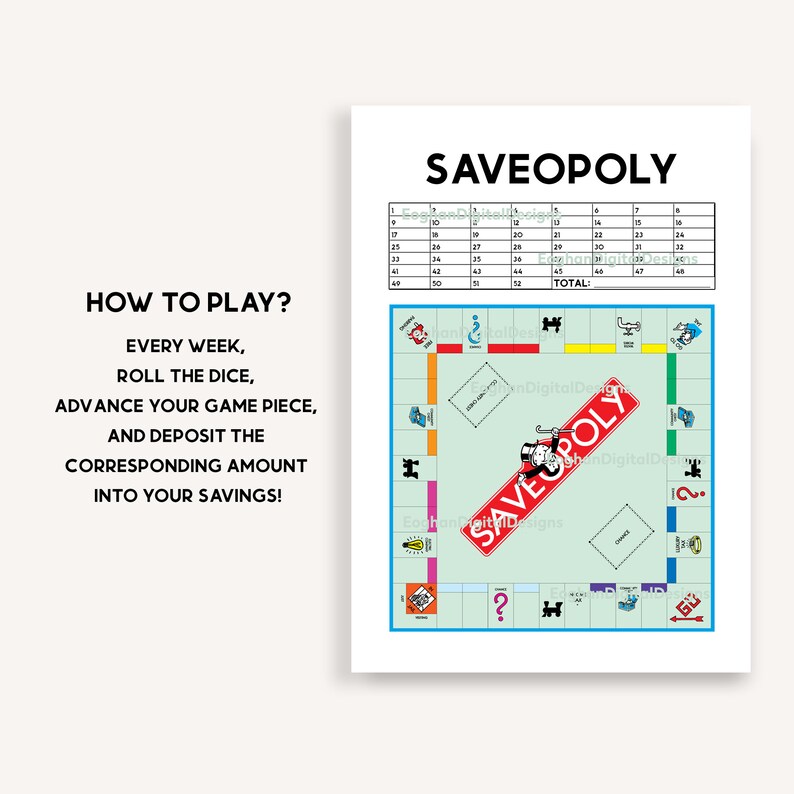 Saveopoly A5 Bullet Journal Page Printable Saving Game Track Your ...