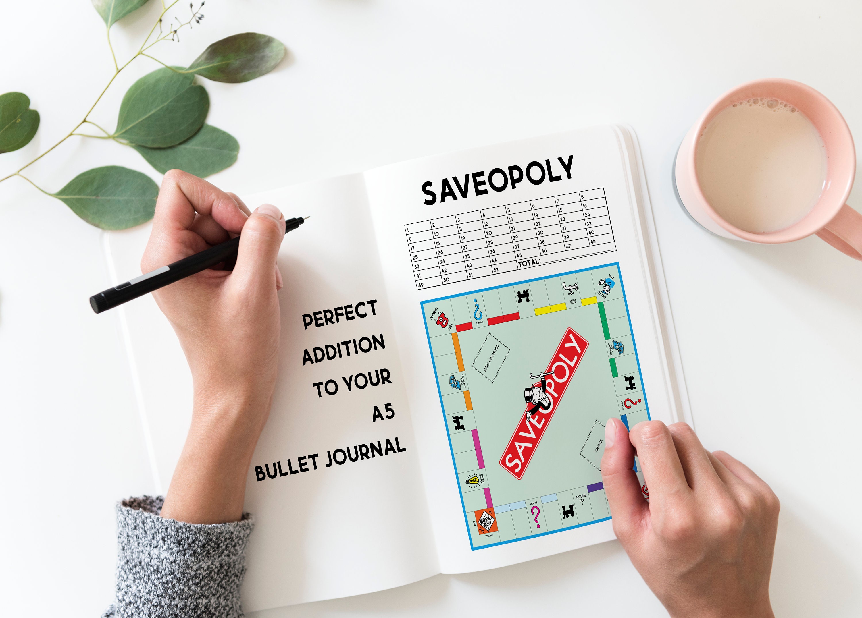 Saveopoly A5 Bullet Journal Page Printable Saving Game Track Your ...
