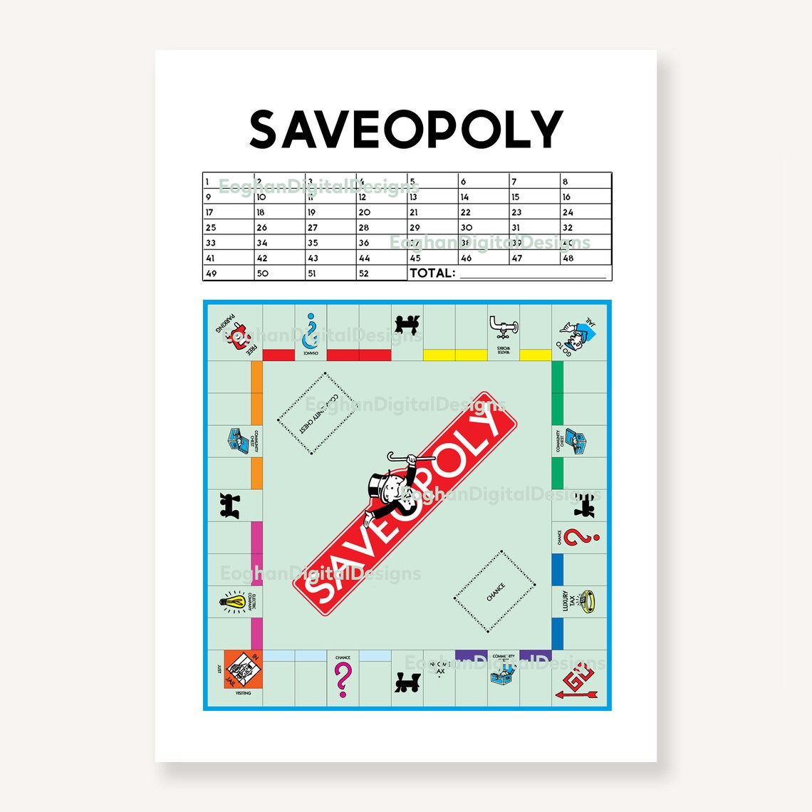Saveopoly A5 Bullet Journal Page Printable Saving Game Track Your ...