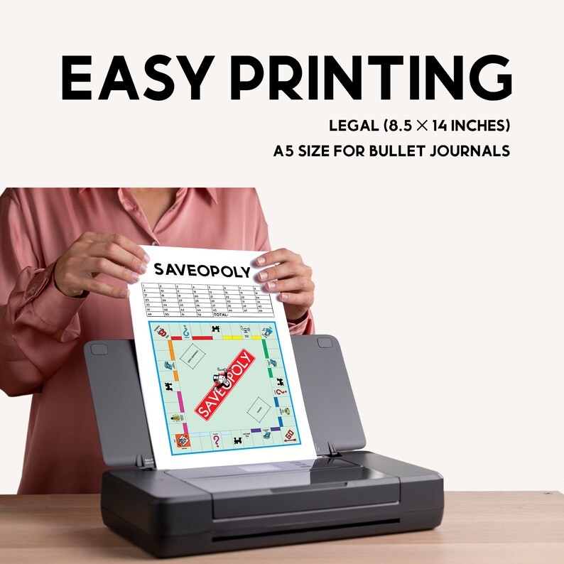 Saveopoly A5 Bullet Journal Page Printable Saving Game Track Your ...