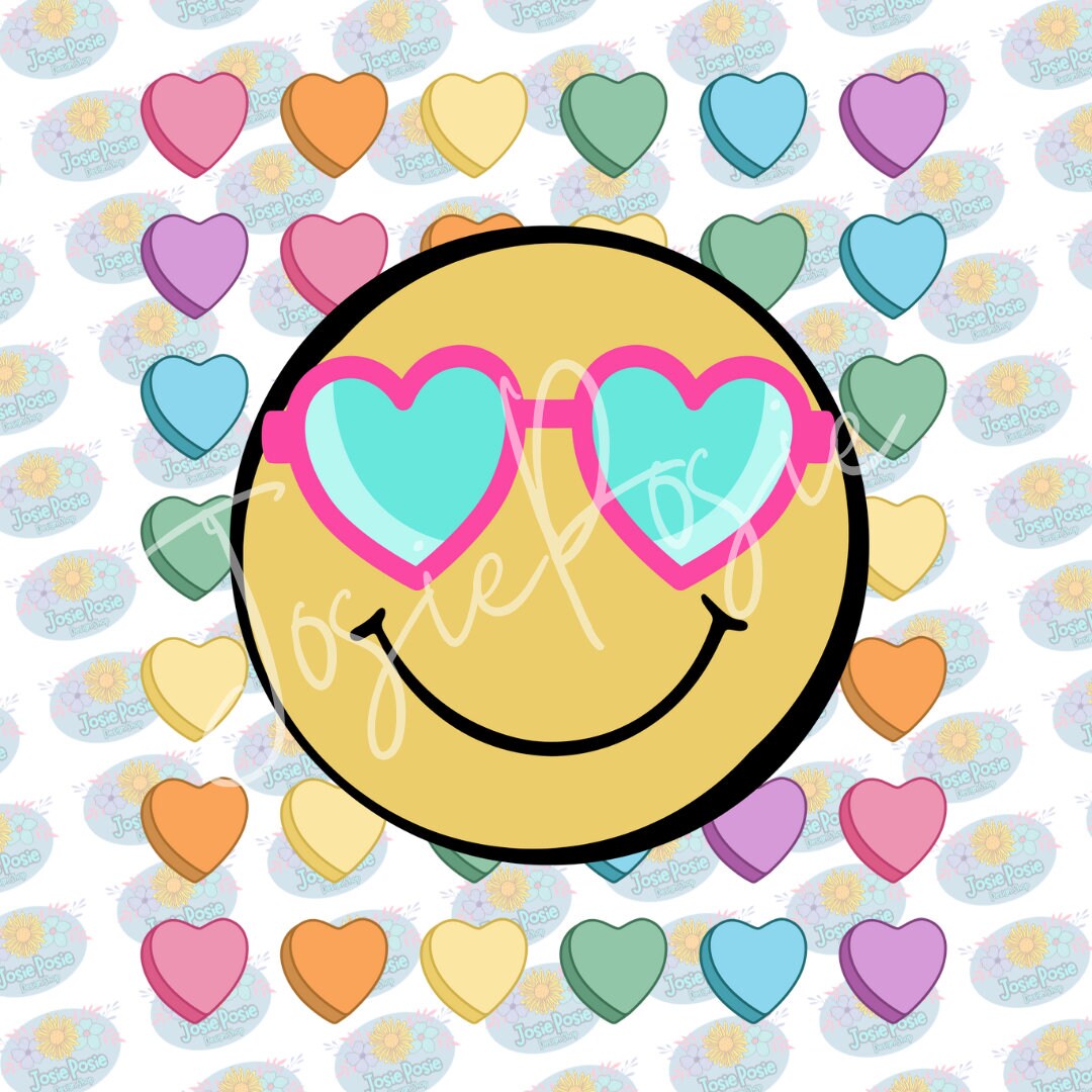 Transparent PNG Digital File Candy Hearts Valentine Smiley Face - Etsy