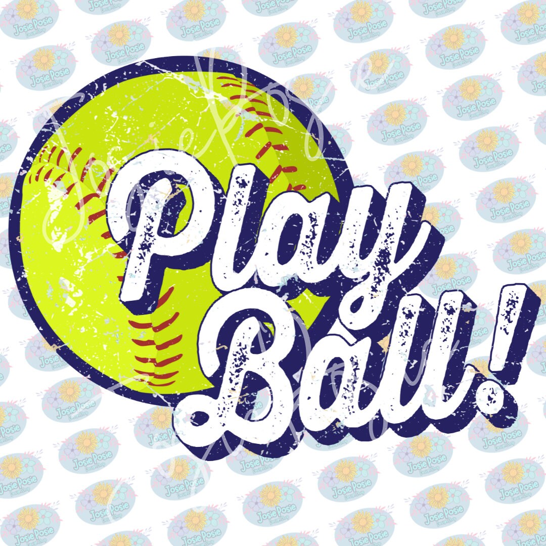 Transparent PNG Digital File Retro Play Ball Softball - Etsy