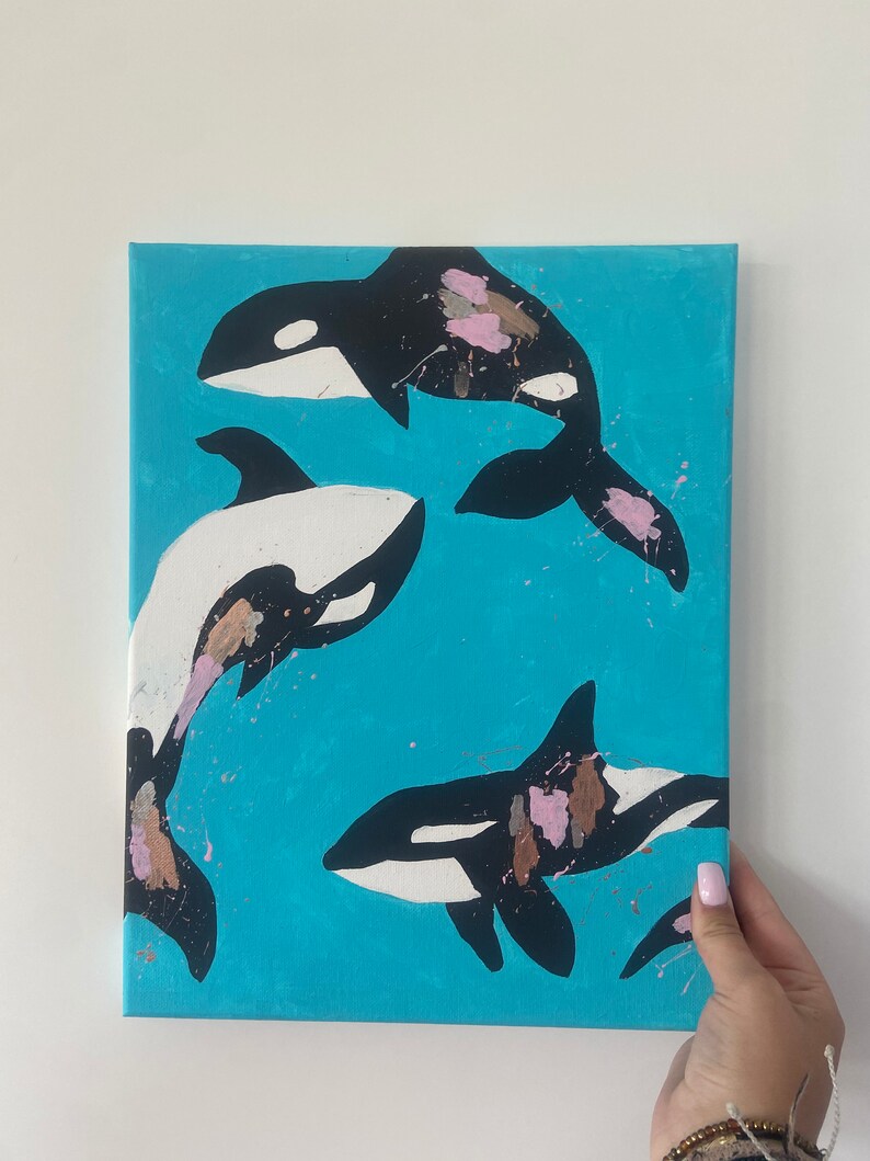 Abstract Orcas Original Canvas Painting - Etsy