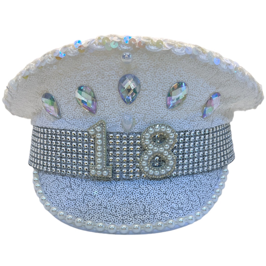 18th Birthday Captains Hat for Eighteenth 18 White Celebration Party ...