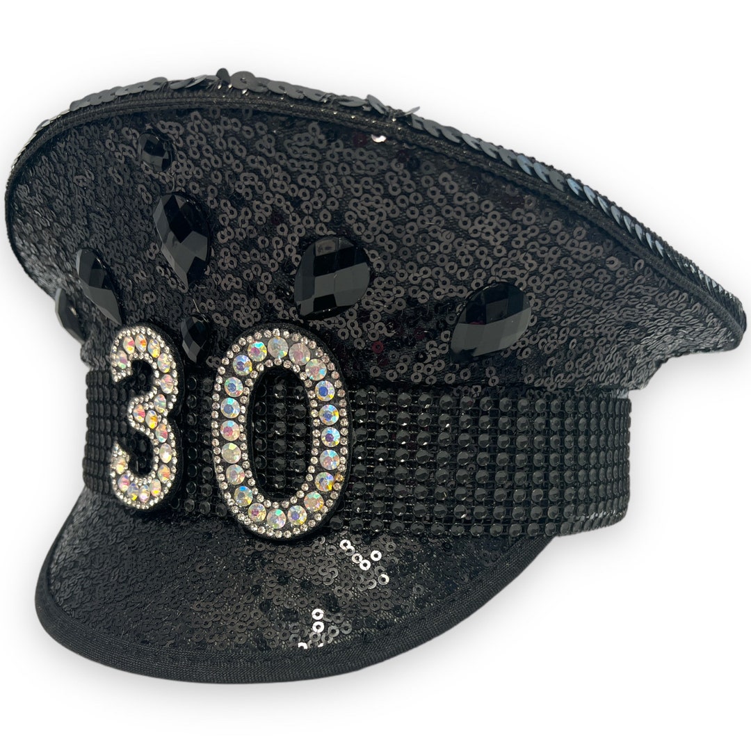 30th Birthday Black Captains Hat for Thirtieth 30 Celebration Party ...