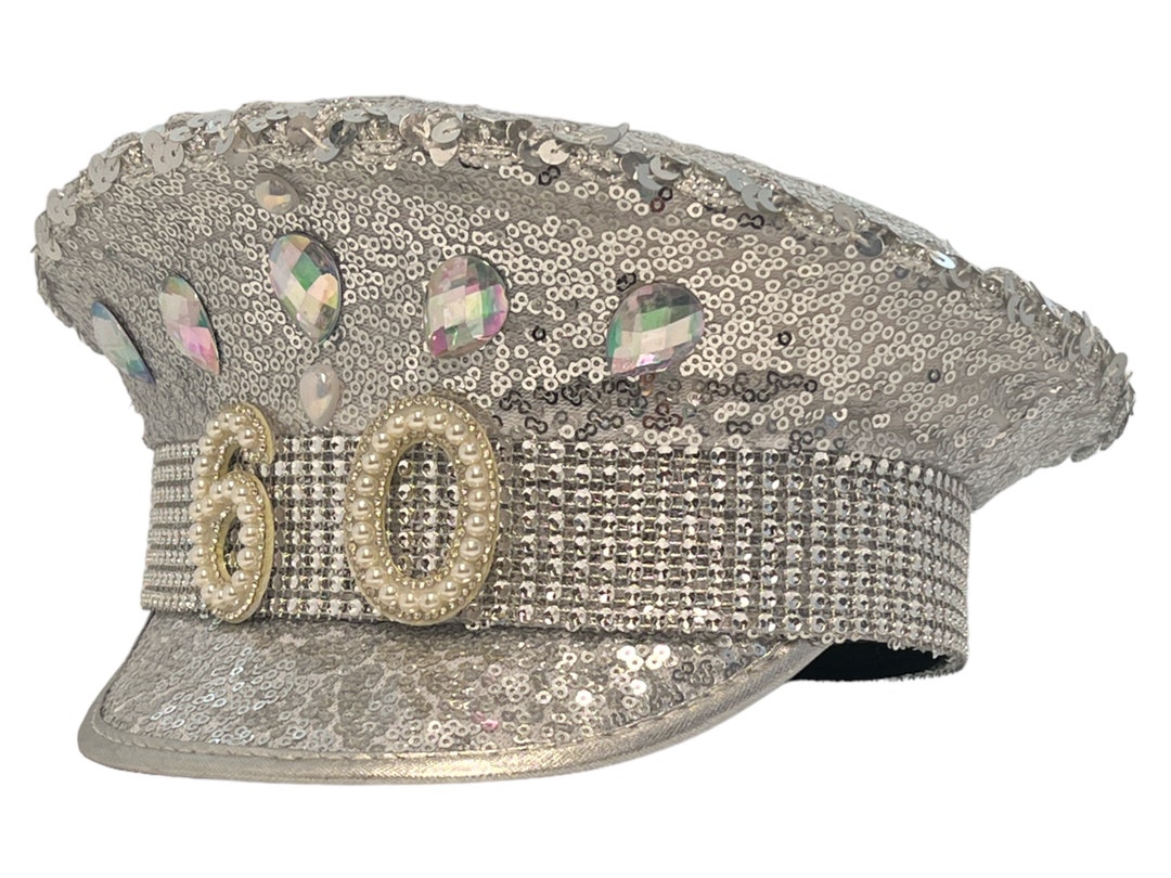 60th Birthday Captains Silver Hat for Sixtieth 60 Celebration Party ...