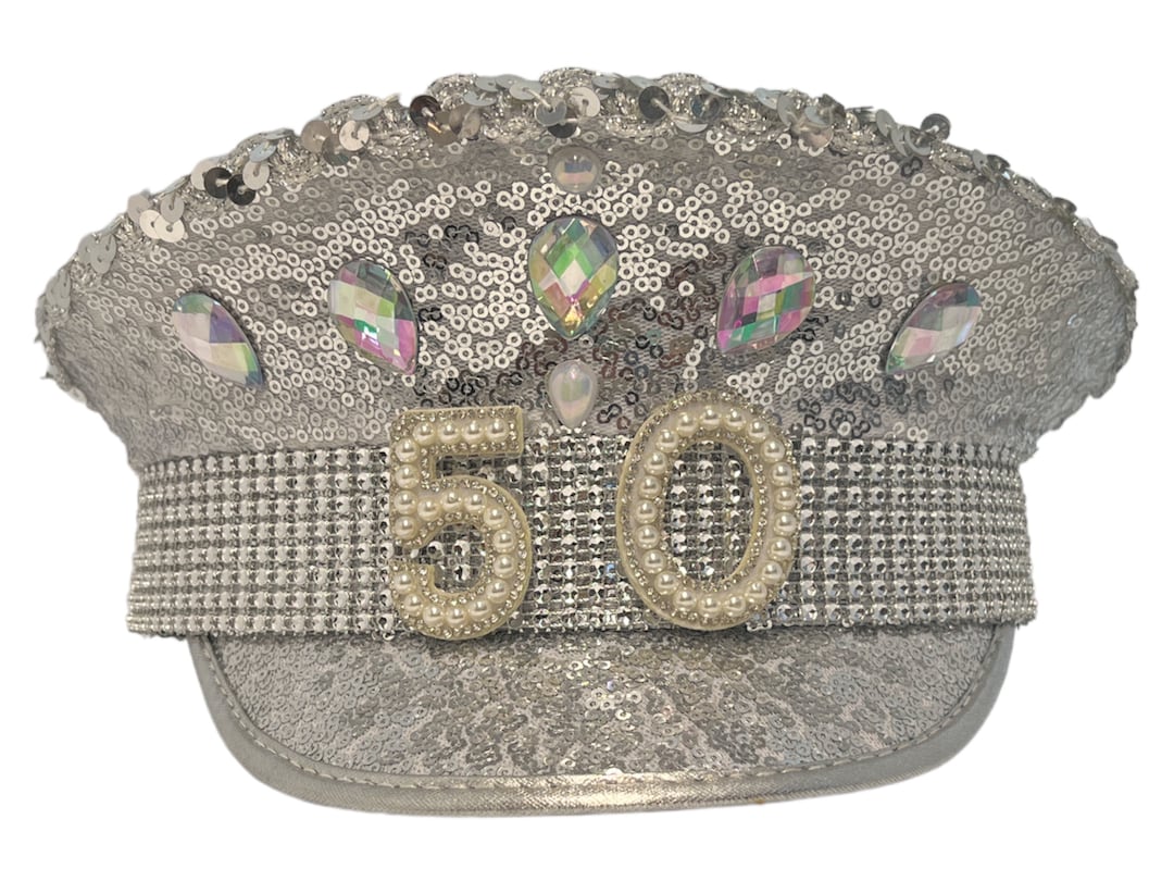 50th Birthday Captains Silver Hat for Fiftieth 50 Celebration Party ...