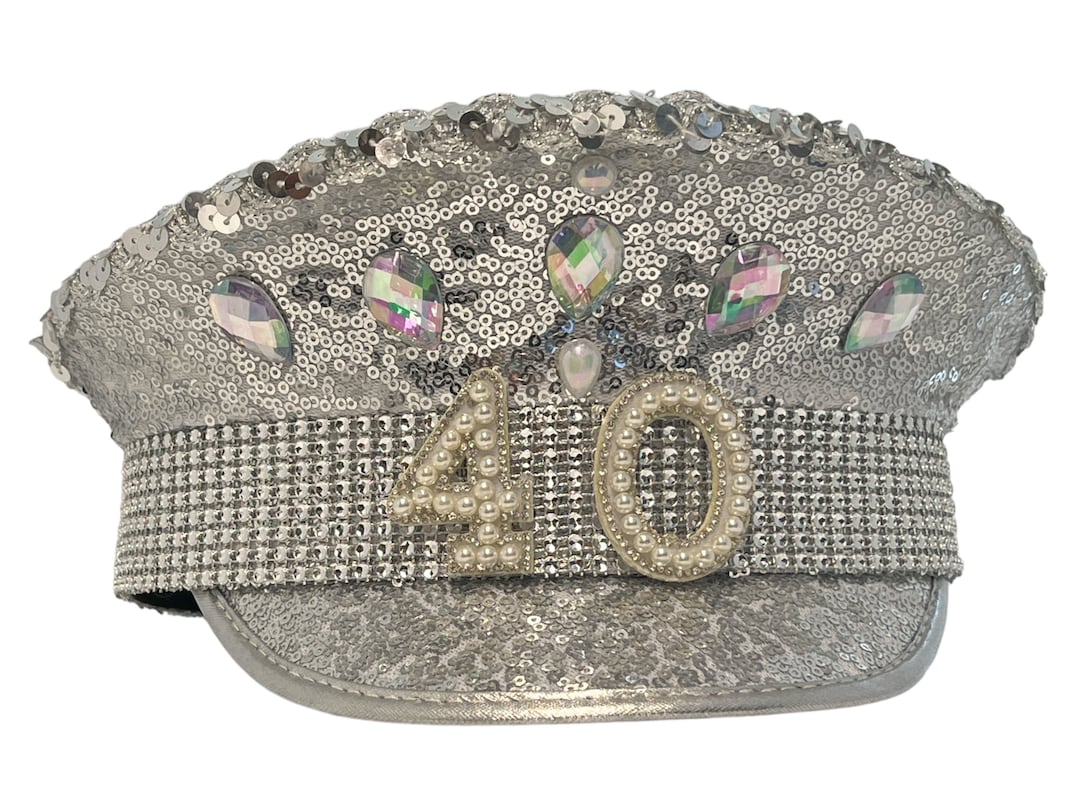 40th Birthday Captains Silver Hat for Fortieth 40 Celebration Party ...