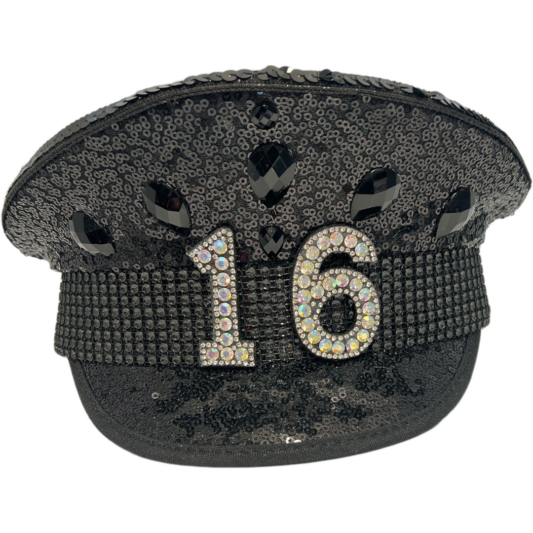 16th Birthday Captains Black Hat for Sixteen 16 Celebration Party Night ...