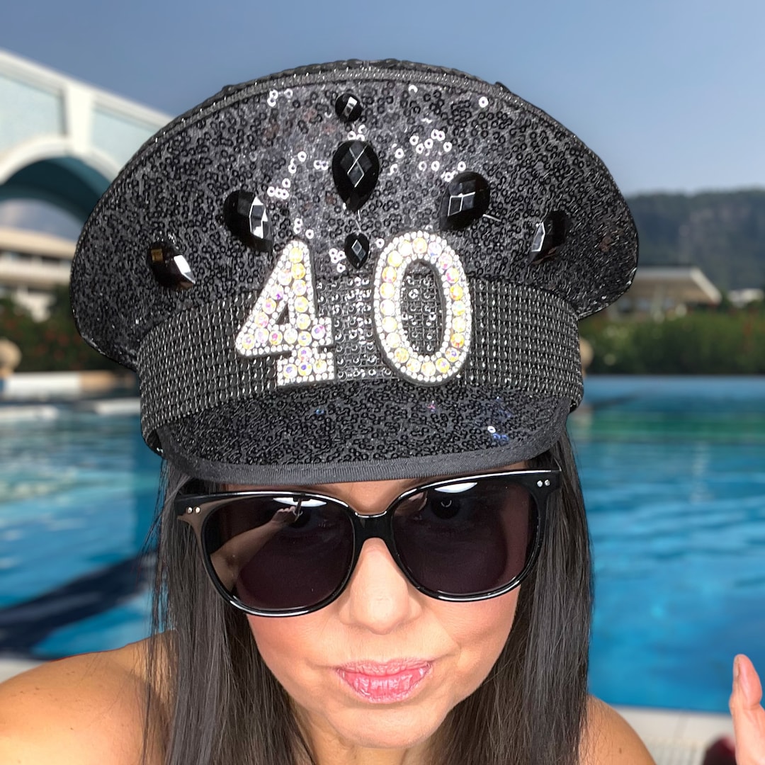 40th Birthday Captains Black Hat for Fortieth 40 Celebration Party ...