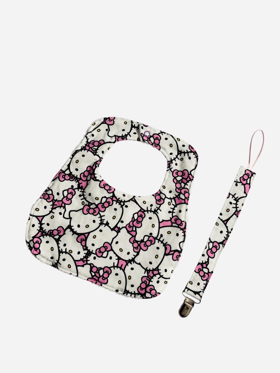 Handmade Hello Kitty Baby Bib, & Pacifier Clip - Etsy