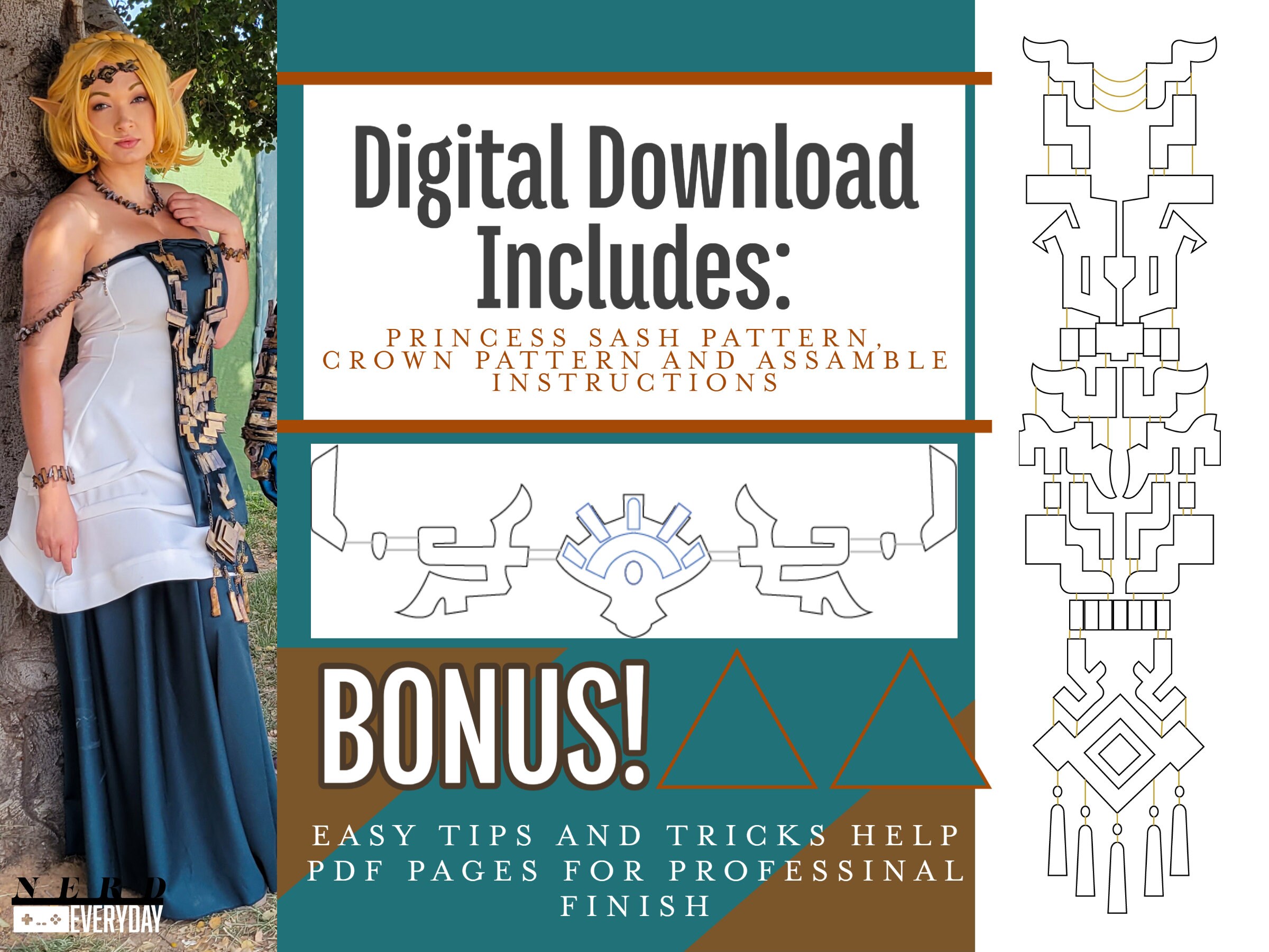 Tears of the Princess Kingdom Sash and Crown Pattern Digital Download ...