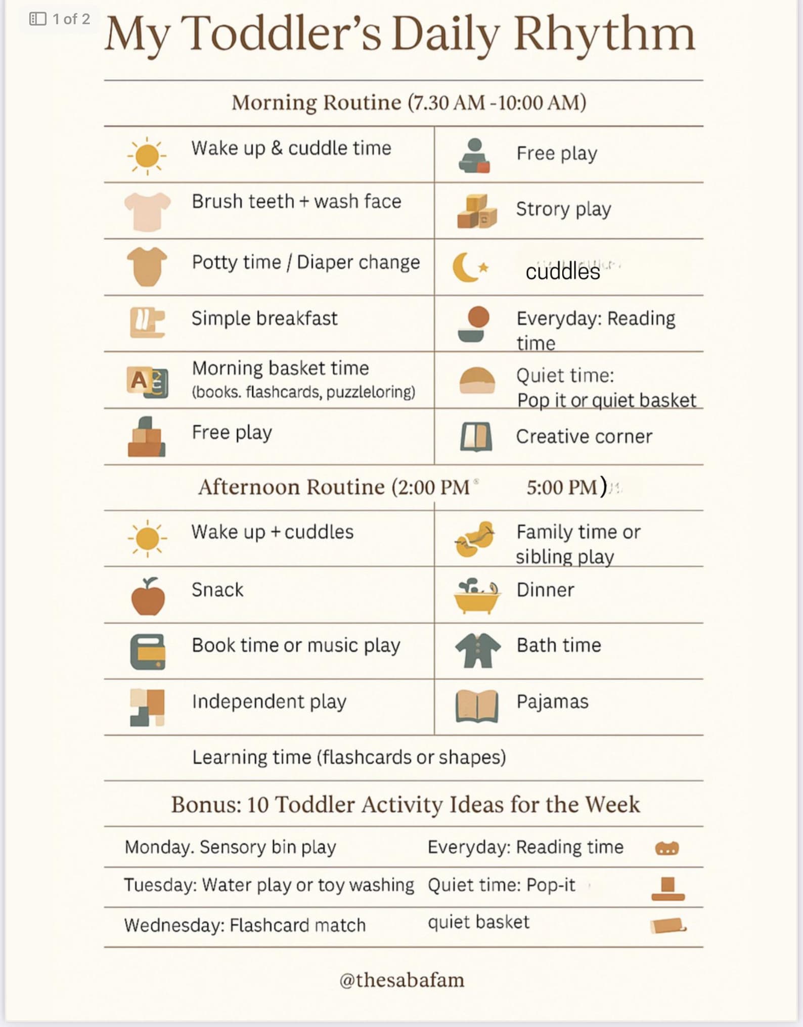 Toddler Daily Routine Chart | Printable Schedule for Toddlers | Neutral ...