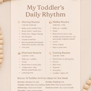 Toddler Daily Routine Chart | Printable Schedule for Toddlers | Neutral ...