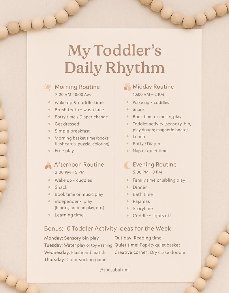 Toddler Daily Routine Chart | Printable Schedule for Toddlers | Neutral ...