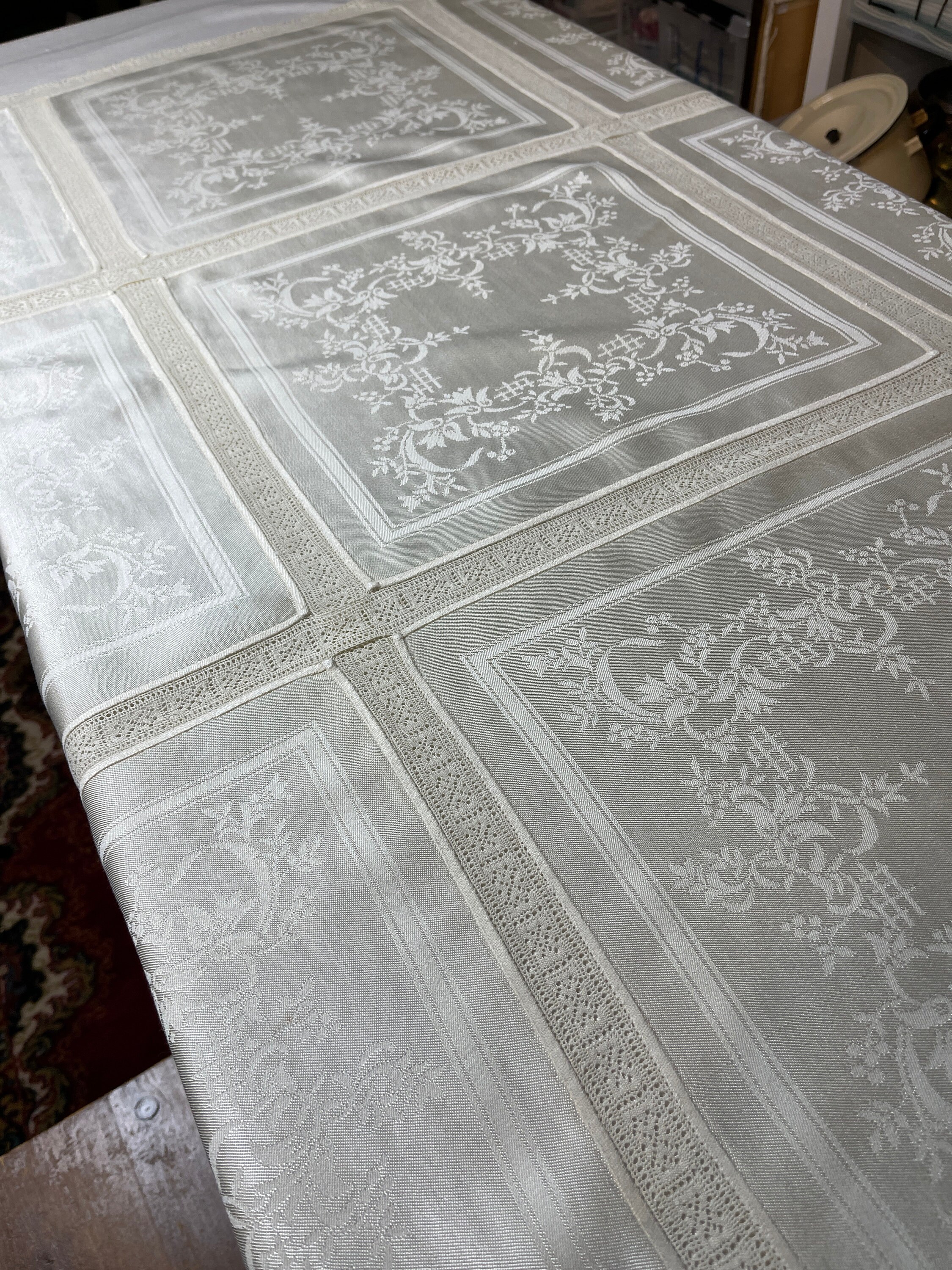A Very Beautiful Swedish Tablecloth With Hand Crocheted Lace - Etsy