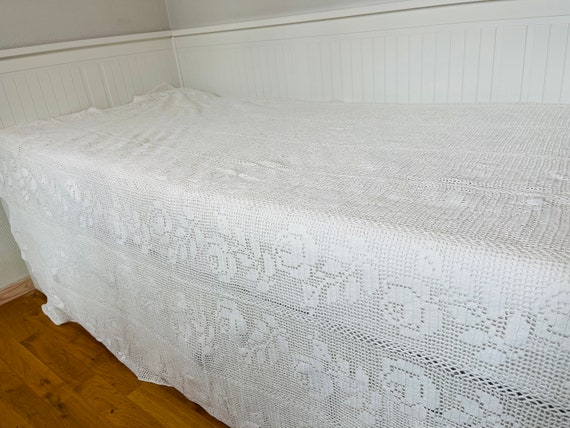 Hand Crochet Bedspread Vintage Cotton Crochet Bedspread - Etsy