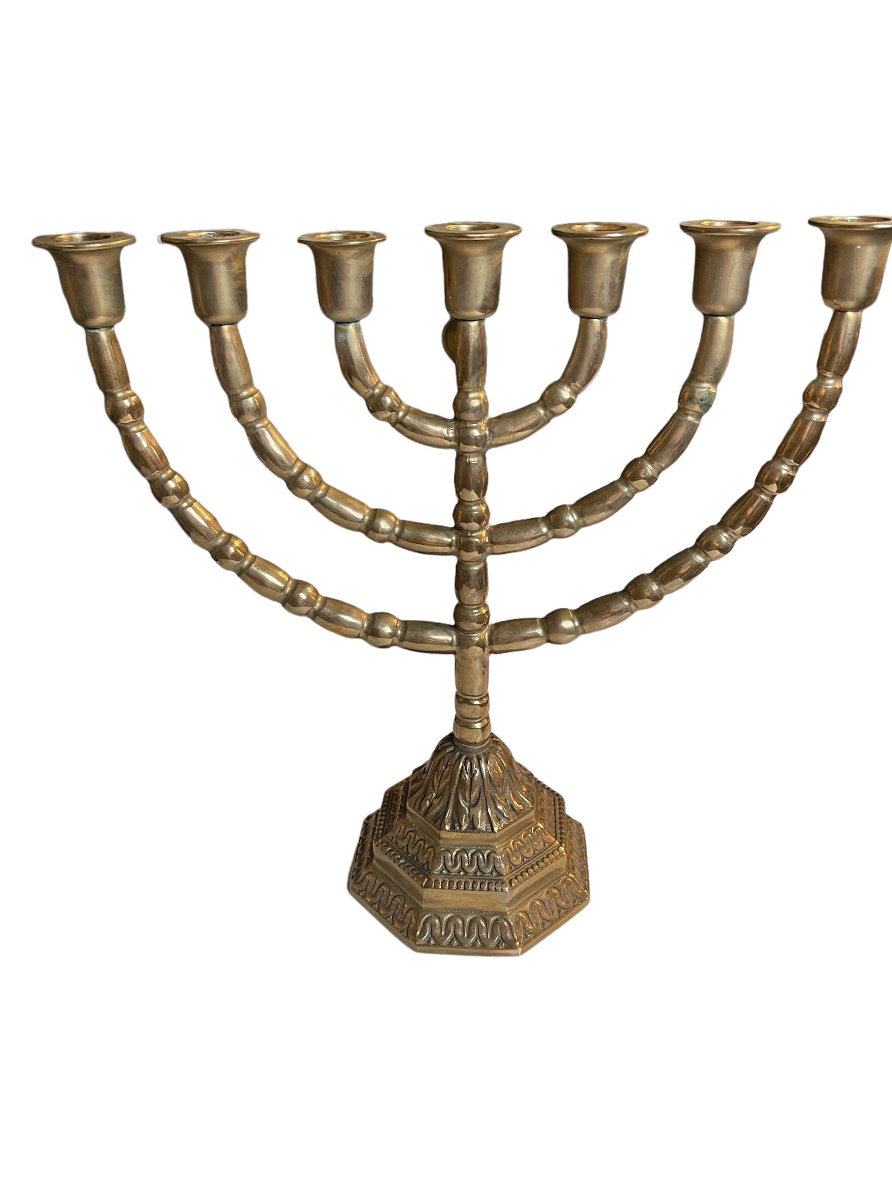 Brass Menorah Jewish Candlestick Seven-branched Candlestick - Etsy