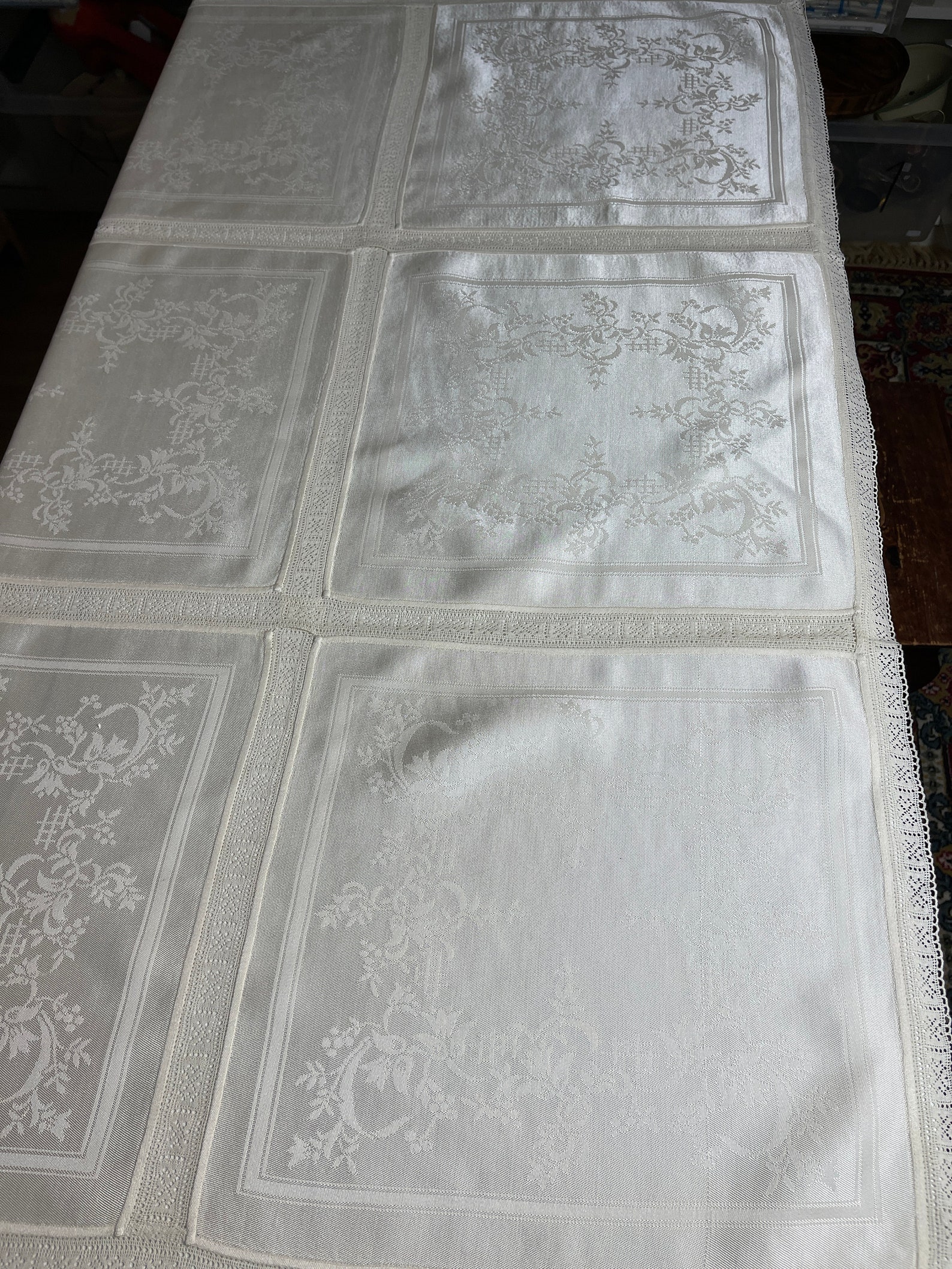 A Very Beautiful Swedish Tablecloth With Hand Crocheted Lace - Etsy