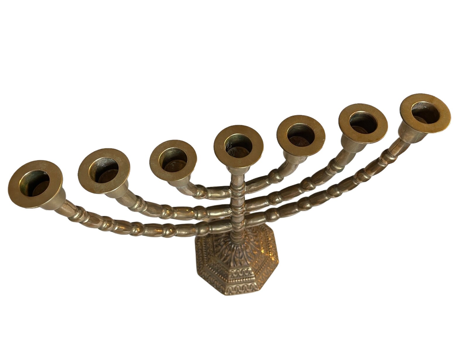 Brass Menorah Jewish Candlestick Seven-branched Candlestick - Etsy