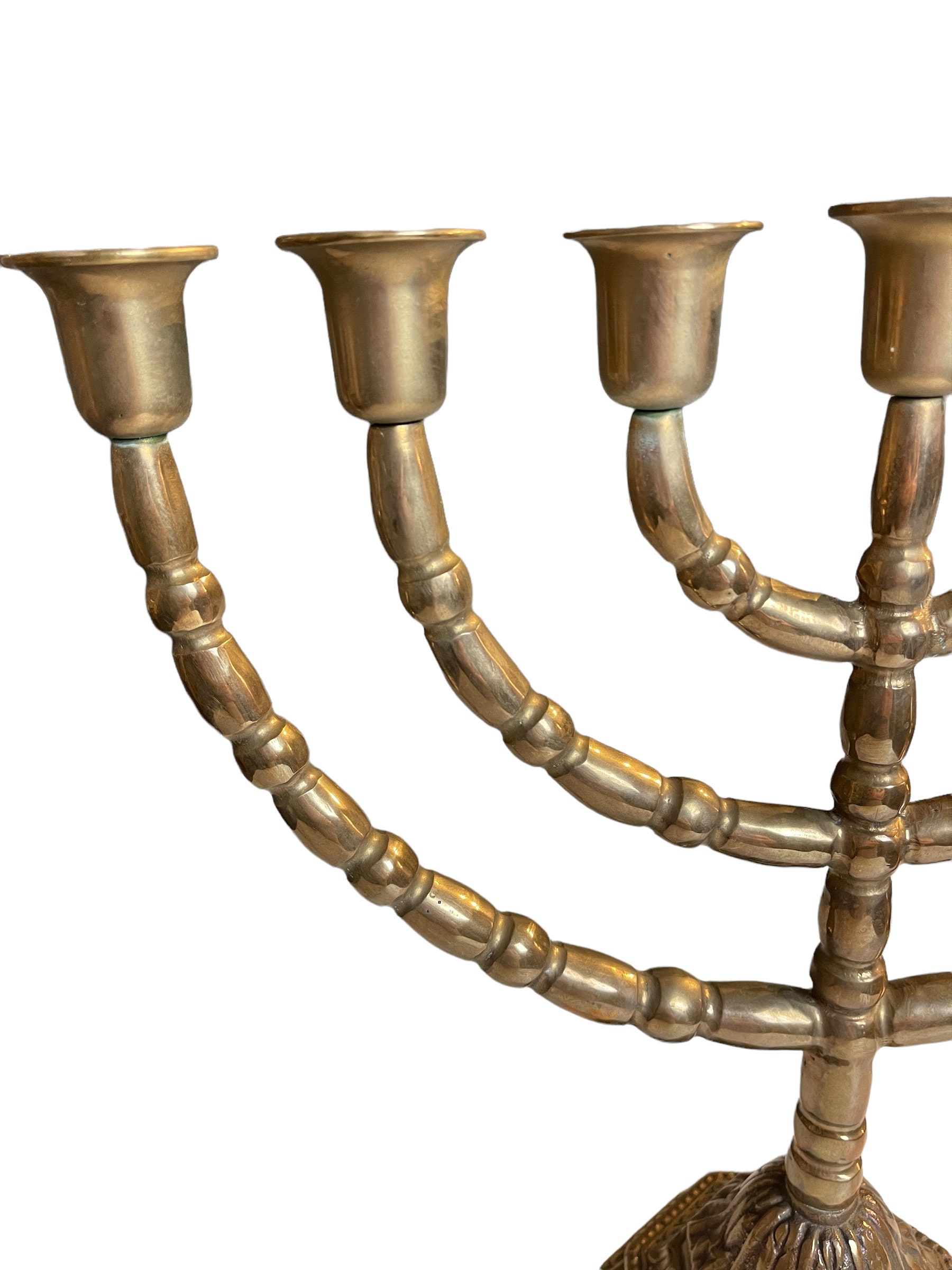 Brass Menorah Jewish Candlestick Seven-branched Candlestick - Etsy