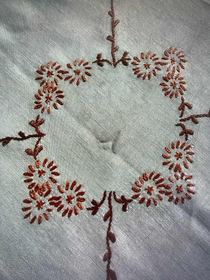 Hand-embroidered Cloth With Brown Border - Etsy